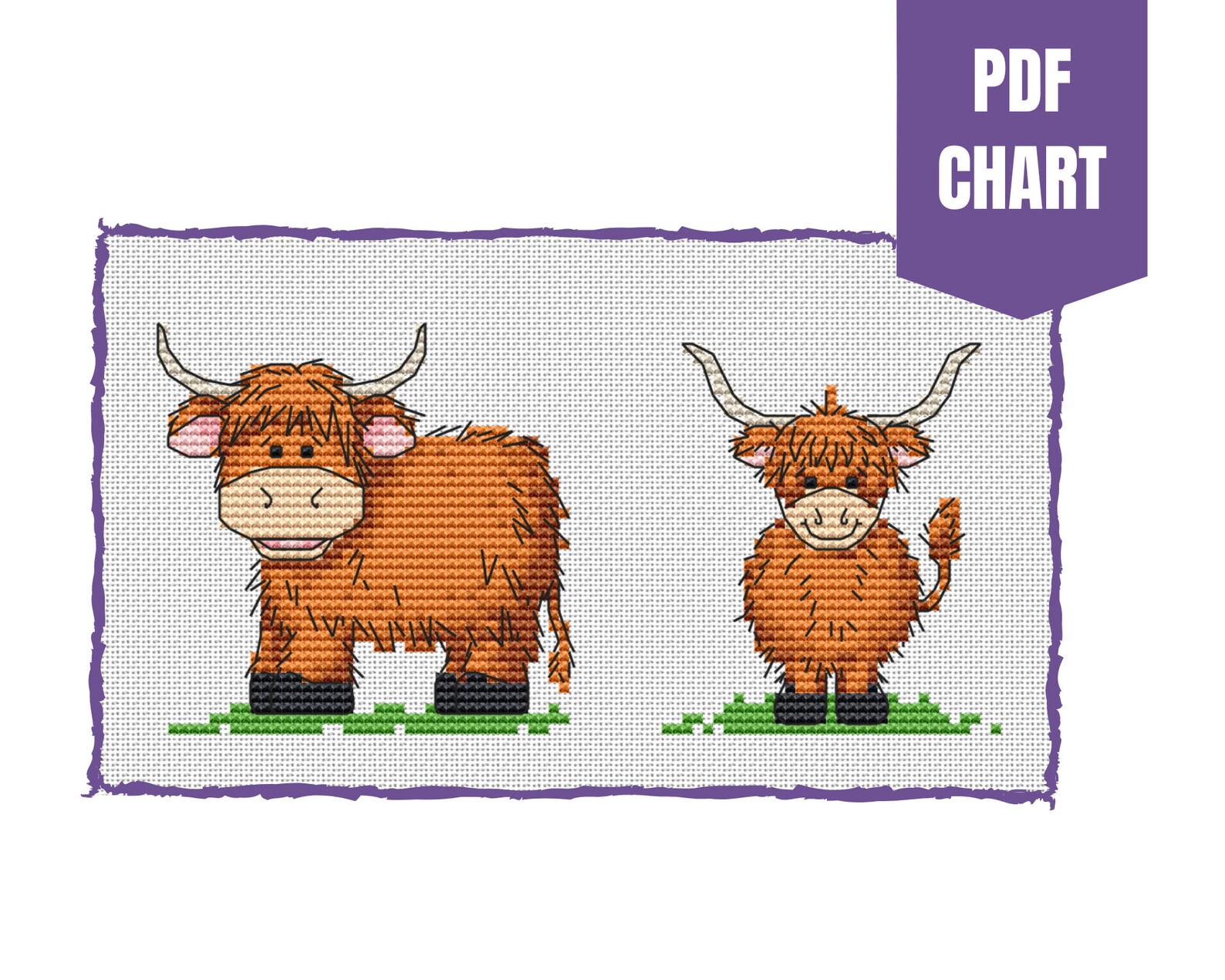 Highland cows cross stitch chart/instant pdf download/counted - Etsy Italia