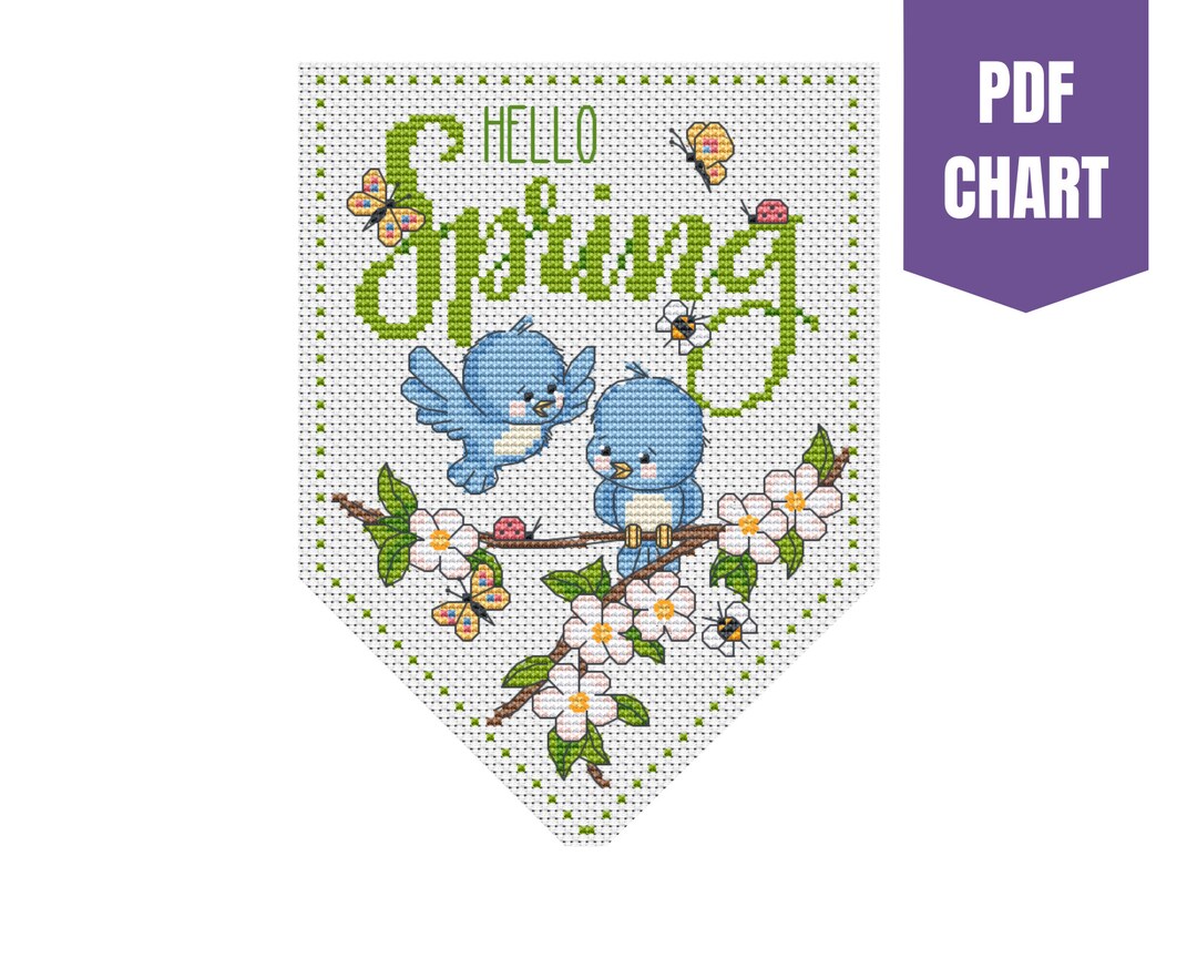 Hello Spring Cross Stitch Chart Instant Pdf Download / Cross Stitch ...