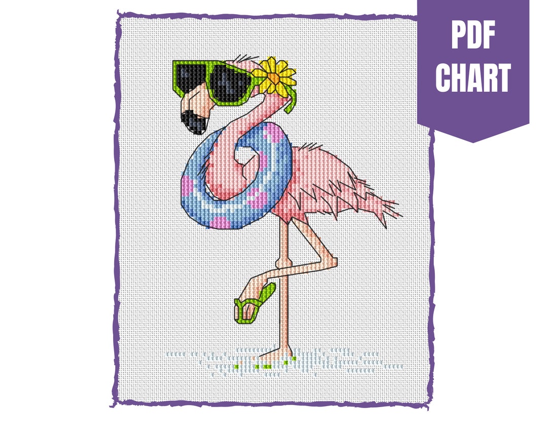 Sassy Flamingo Cross Stitch Chart/flamingo Cross Stitch Pattern/instant ...