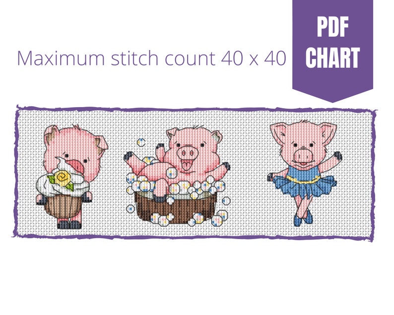 Cute Pigs Cross Stitch Chart/nine Pigs Cross Stitch/cross - Etsy