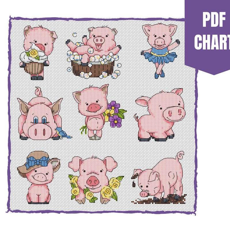 Pig Cross Stitch - Etsy
