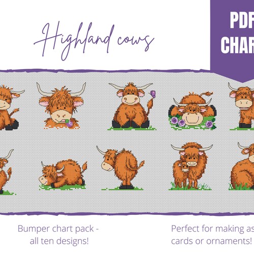 Highland Cow Cross Stitch Chart/pattern PDF Download - Etsy