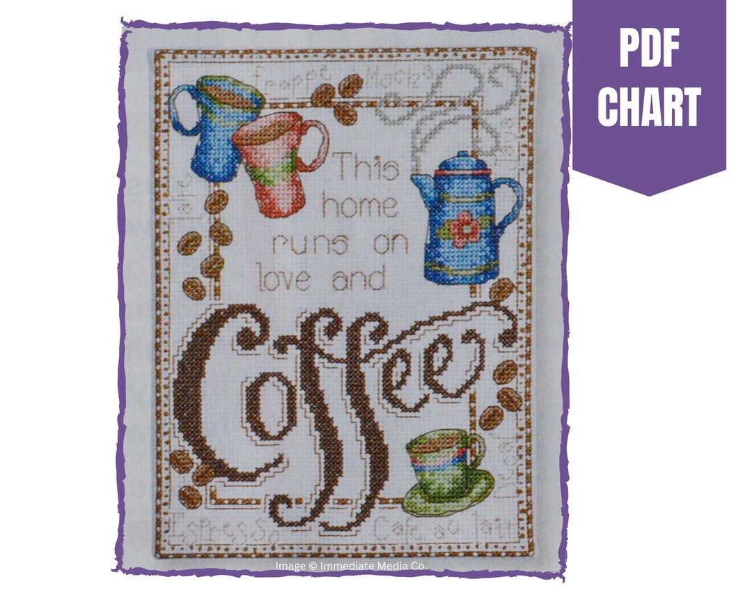 Love and Coffee Cross Stitch Chart/coffee Cross Stitch Pattern/instant ...