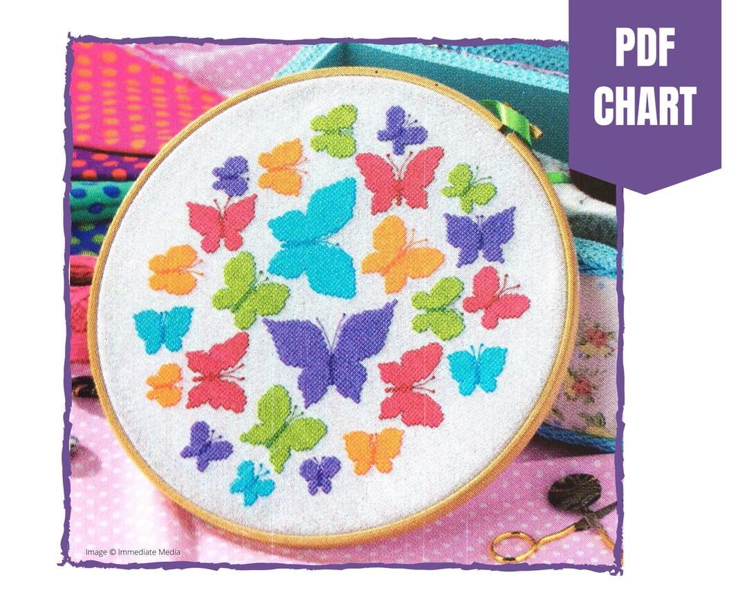 Butterfly Circle Cross Stitch Chart/butterfly Cross Stitch Pattern ...