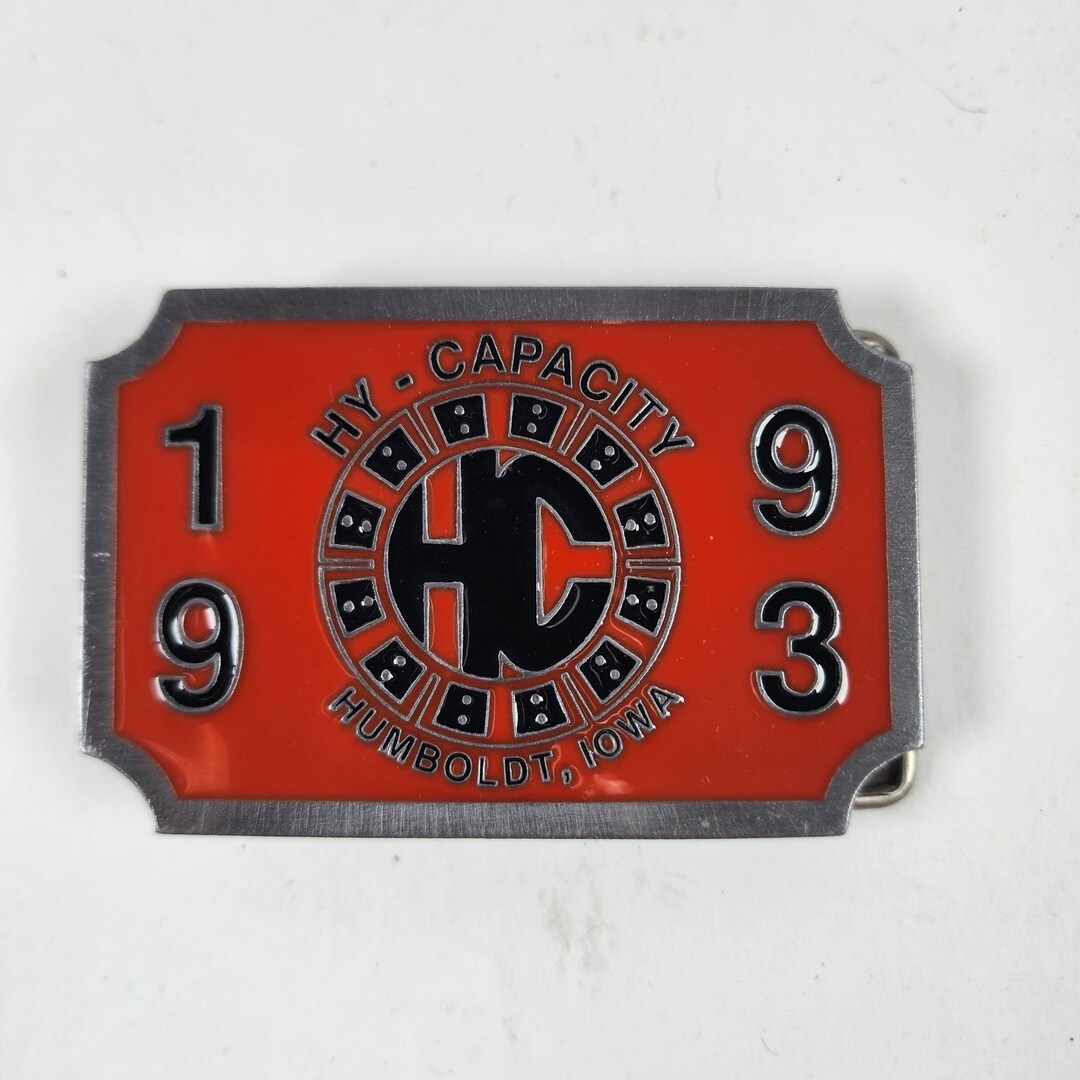 1993 Hy-capacity Logo Belt Buckle Farm Advertising Humboldt Iowa Made ...