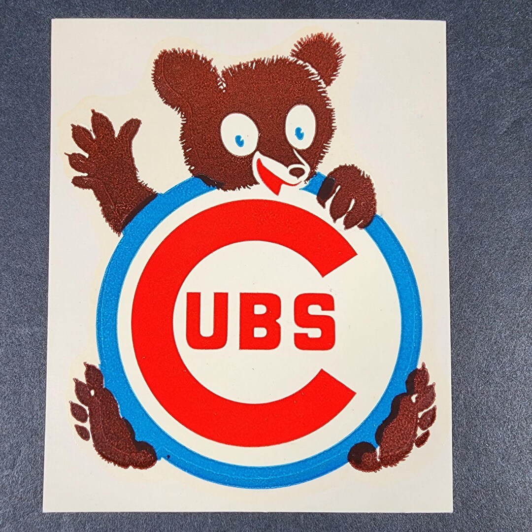 Vintage MLB 1970s Chicago Cubs Bear Logo Vinyl Sticker, Mascot Window ...