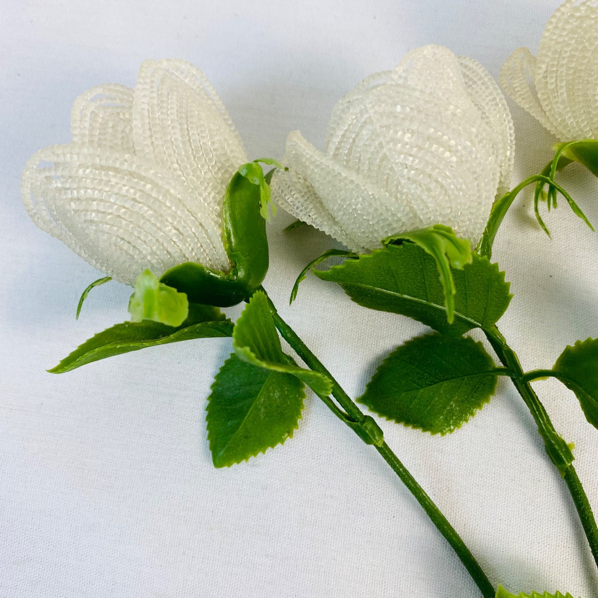 Mid Century Plastic Vintage White Roses Set of 7 Artificial - Etsy