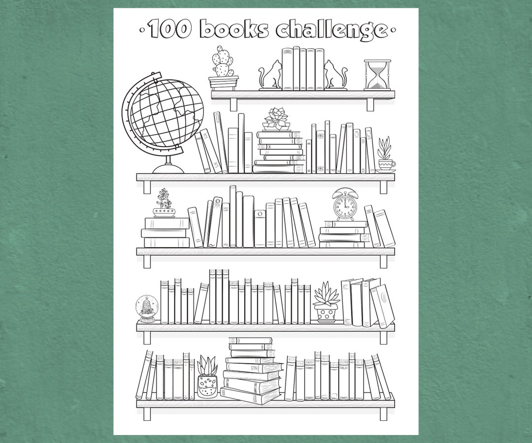 100 Books Challenge - Printable Reading Log - Book Tracker - Coloring ...