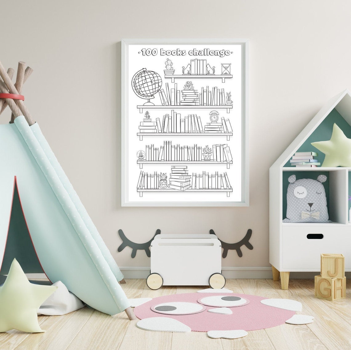 100 Books Challenge - Printable Reading Log - Book Tracker - Coloring ...