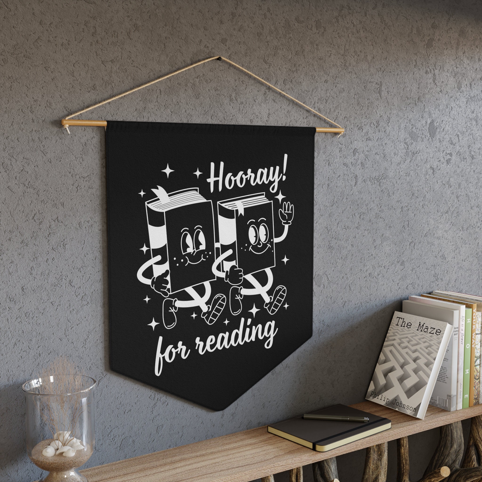 Hooray for Reading, Bookish Wall Decor, Read Wall Hanging, Retro Book ...