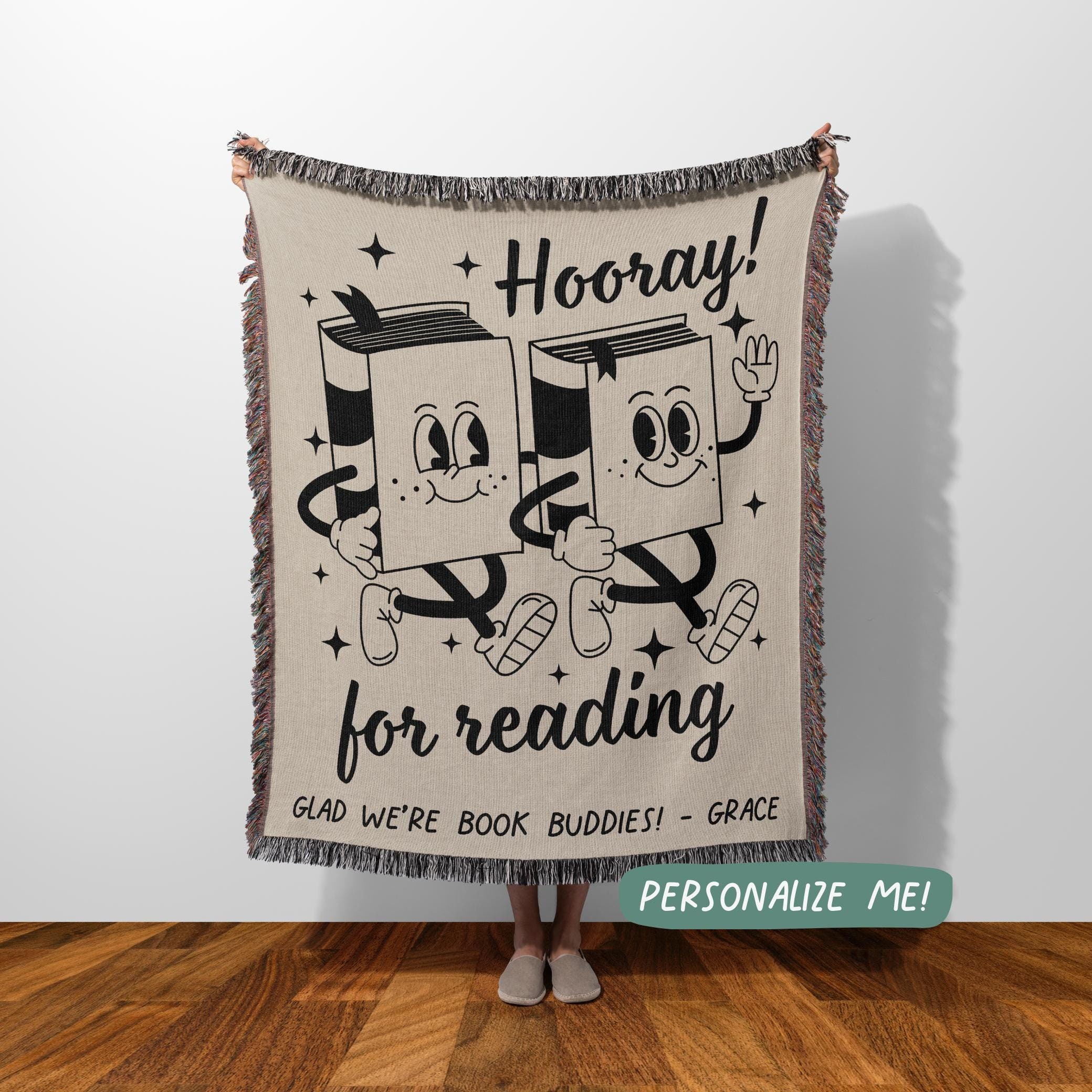 Hooray for Reading Woven Blanket, Retro Reading Woven Tapestry, Read ...