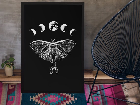 Luna Moth Poster Moon Phase Poster Witchy Aesthetic Decor | Etsy