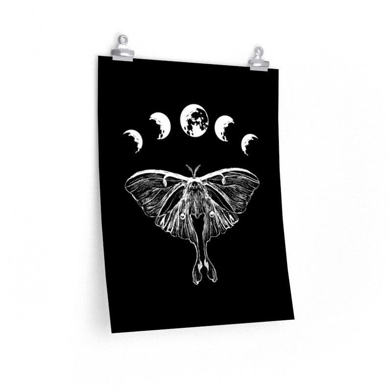 Luna Moth Poster Moon Phase Poster Witchy Aesthetic Decor | Etsy