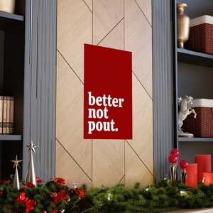 Better Not Pout Poster, Minimalist Christmas Wall Art, Funny Holiday ...