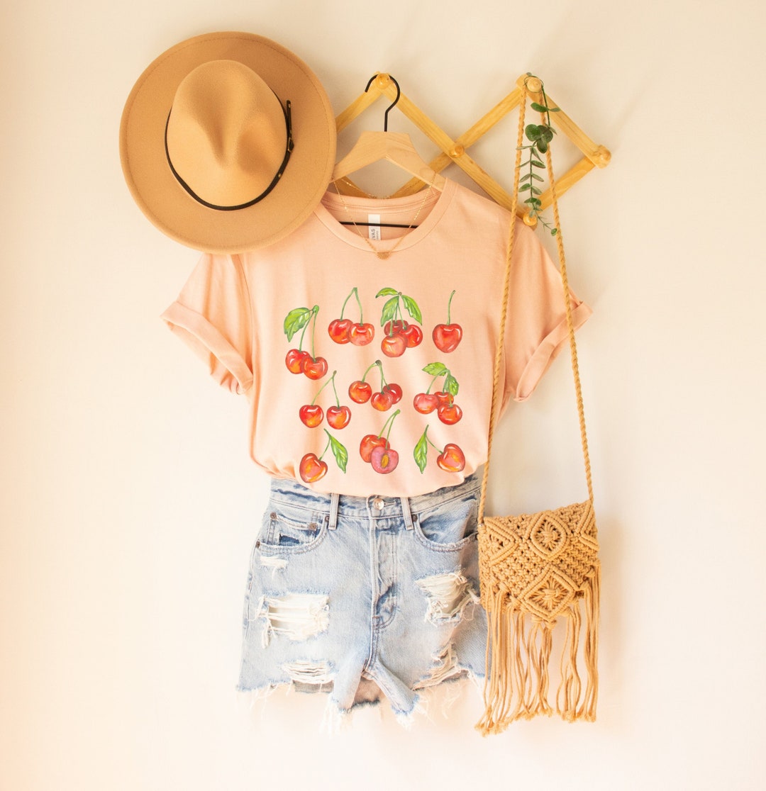Cherry Shirt, Cottagecore Clothing, Cherries Tee, Cherry Gift, Fruit ...