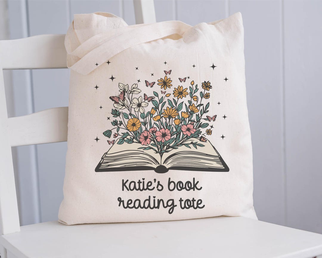 Personalized Book Tote Bag, Book Reading Tote, Reading Tote, Library ...