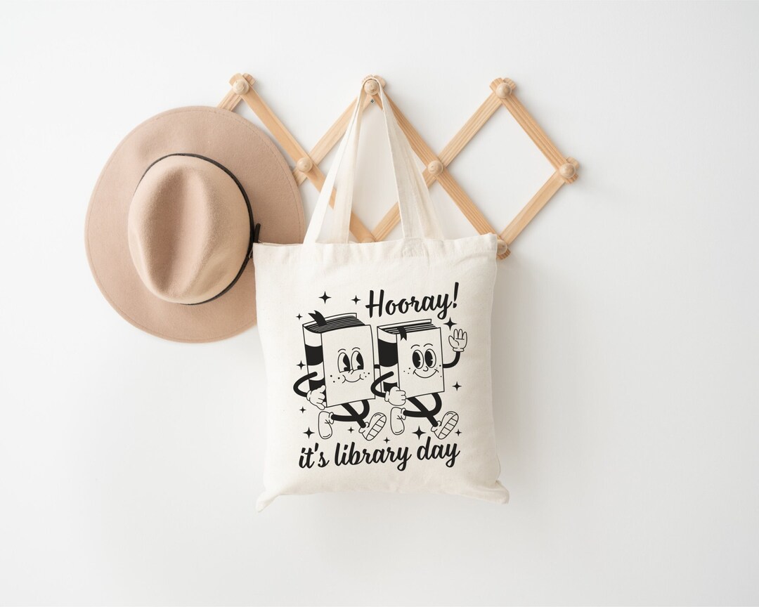 Hooray It's Library Day, Library Bag, Bookish Tote Bag, Book Lover Gift ...