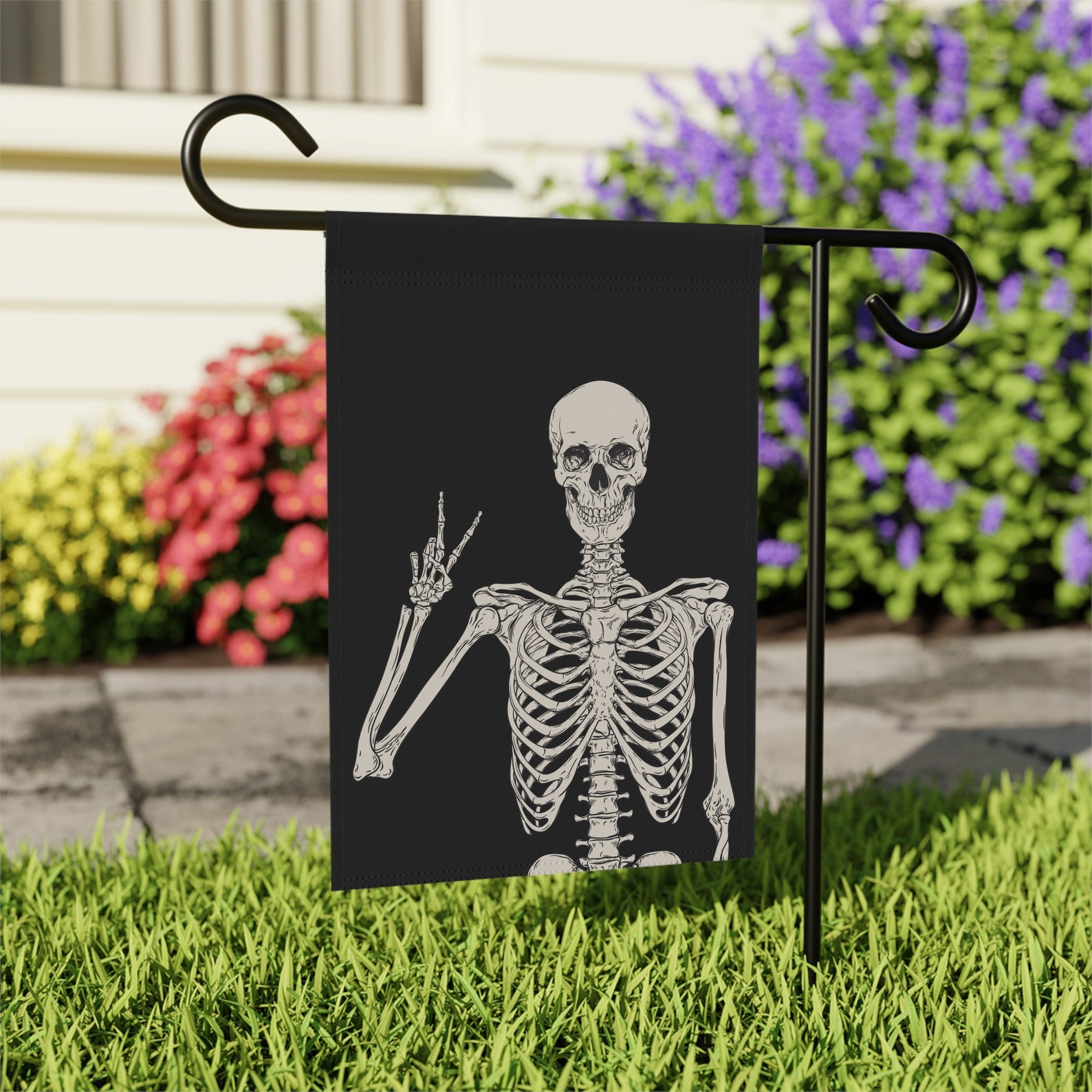 Skeleton Garden Flag, Fall Garden Flag, Halloween Garden Flag, Funny ...