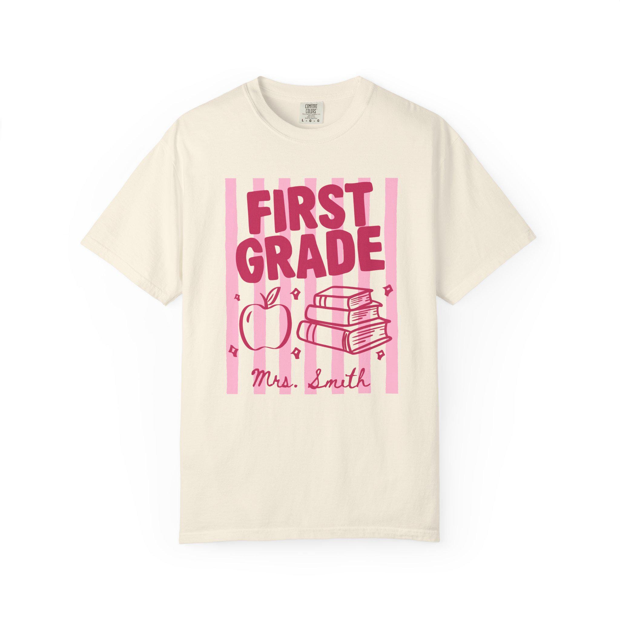 First Grade Stripes Shirt, Personalized First Grade Teacher Shirt ...