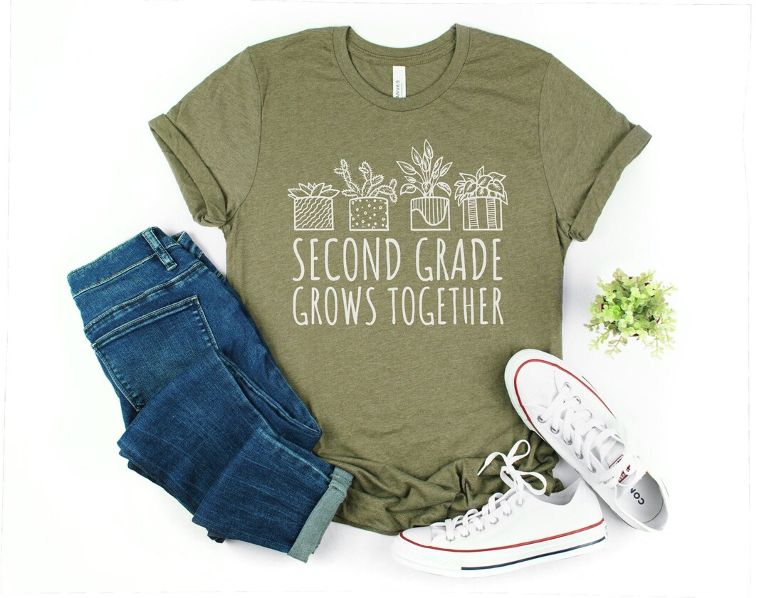 Second Grade Grows Together, Second Grade Teacher Shirt, Second Grade ...