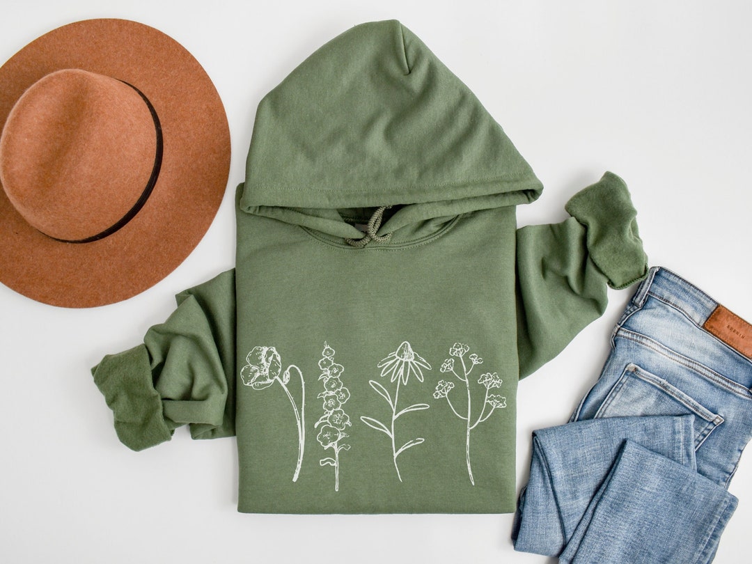 Wildflower Hoodie, Flower Hoodie, Nature Hoodie, Cottagecore Clothing ...