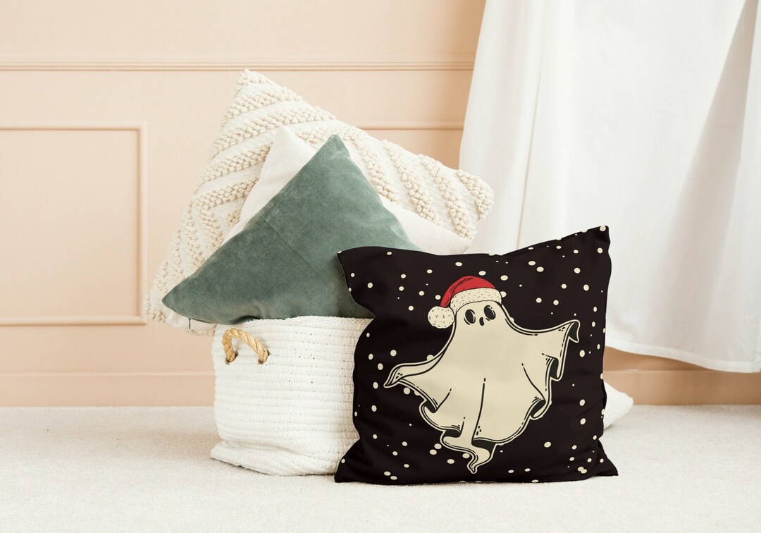 Santa Ghost Pillow, Goth Christmas Decor, Spooky Christmas Decor ...
