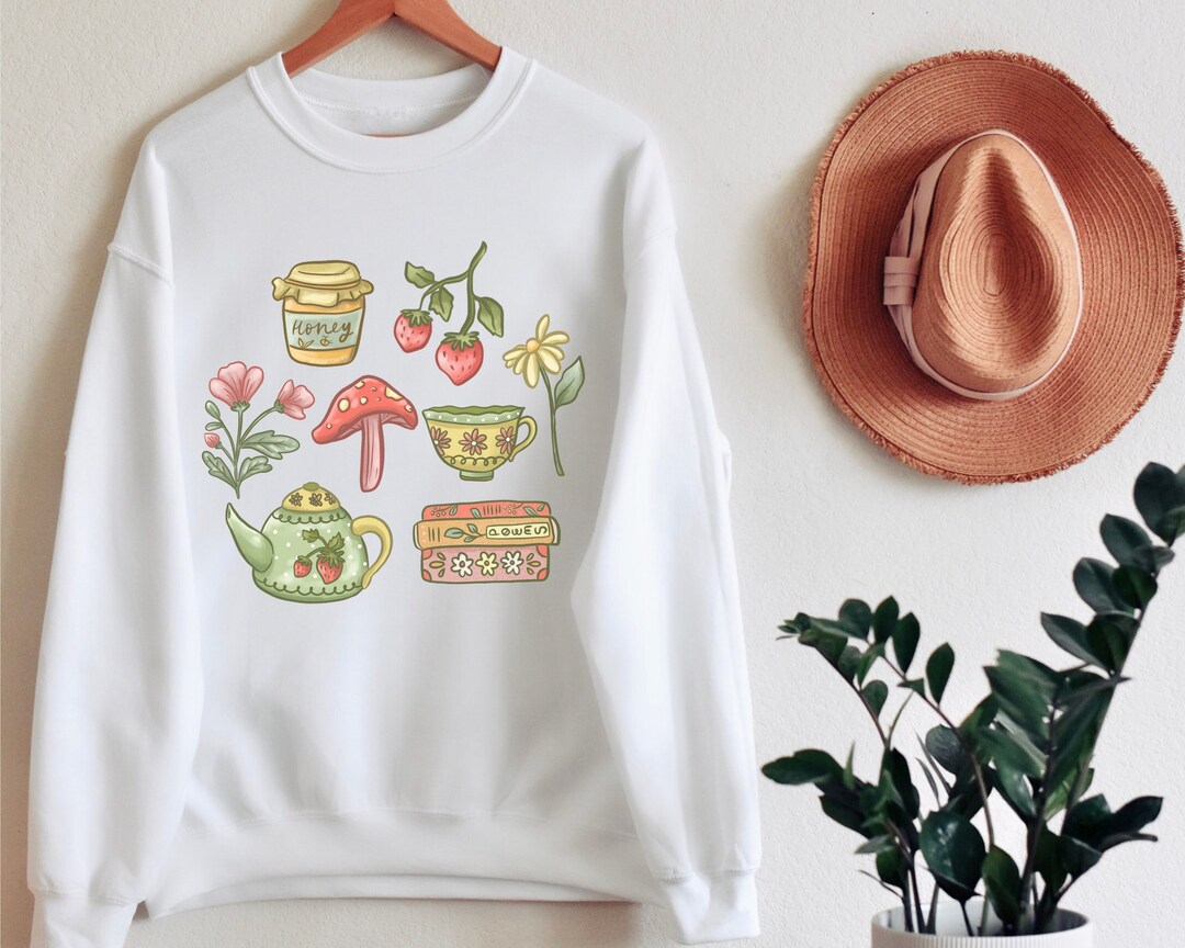 Cottagecore Sweatshirt, Spring Clothing, Cottage Aesthetic, Tea and ...