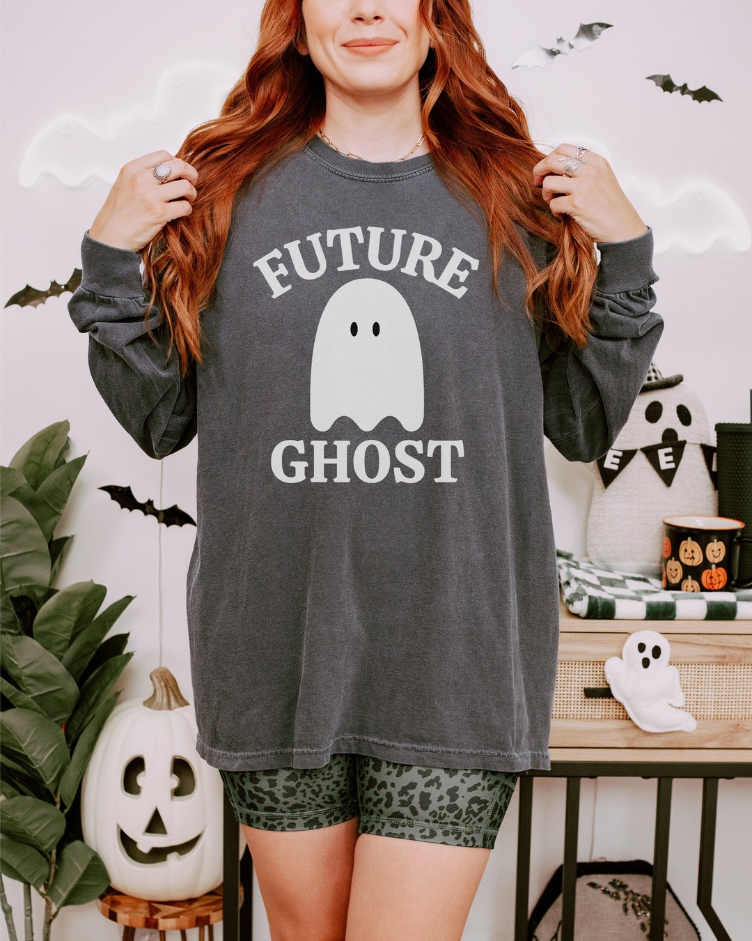 Future Ghost Long Sleeve Shirt, Comfort Colors® Long Sleeve Shirt, Long ...