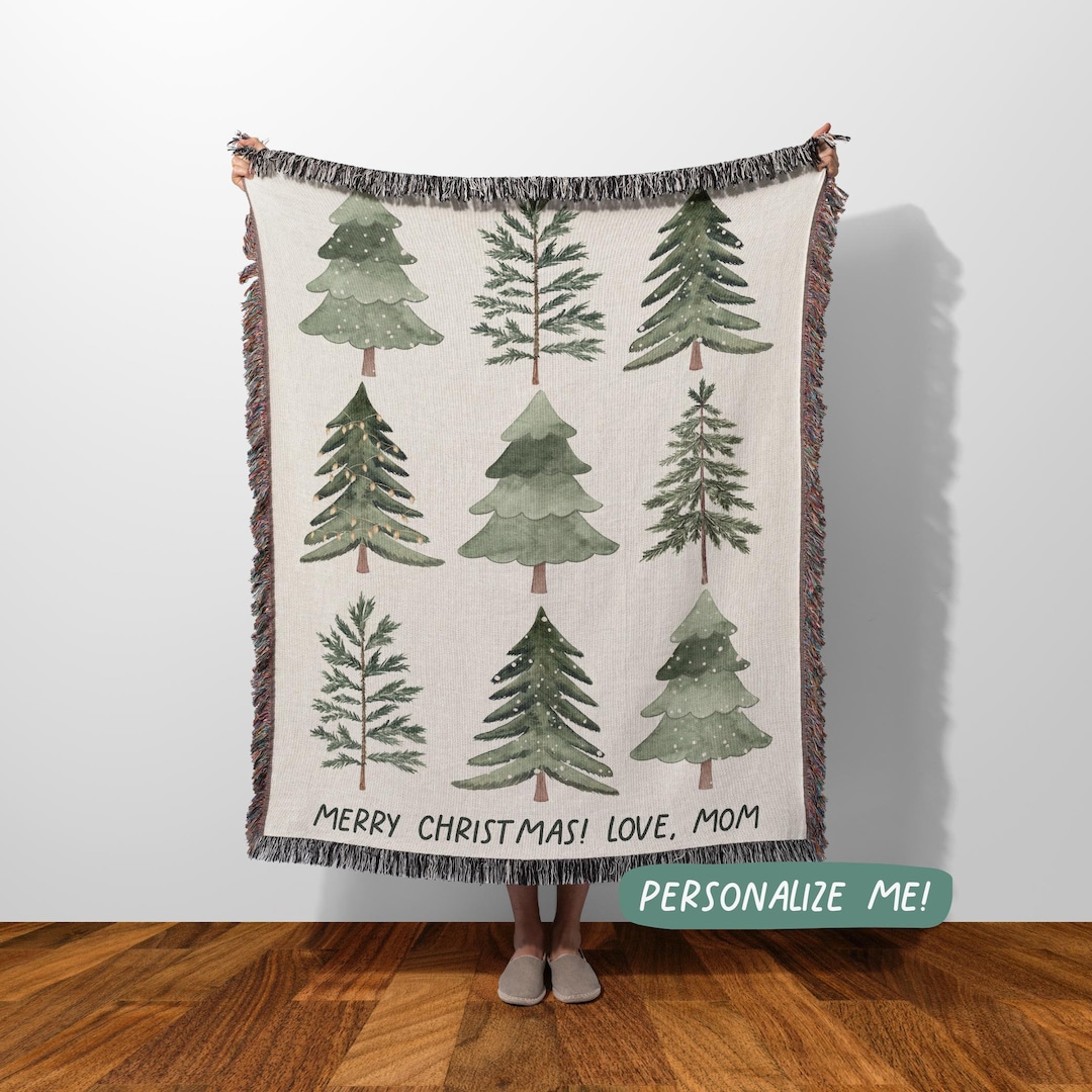 Christmas Tree Woven Blanket, Personalized Christmas Woven Blanket ...