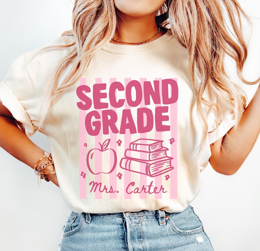 Second Grade Stripes Shirt, Personalized Second Grade Teacher Shirt ...