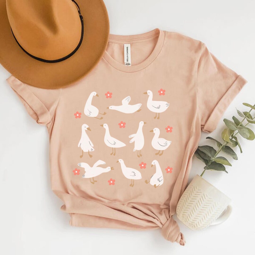 Goose Shirt, Geese Shirt, Cottagecore Clothing, Flowers Shirt, Summer ...