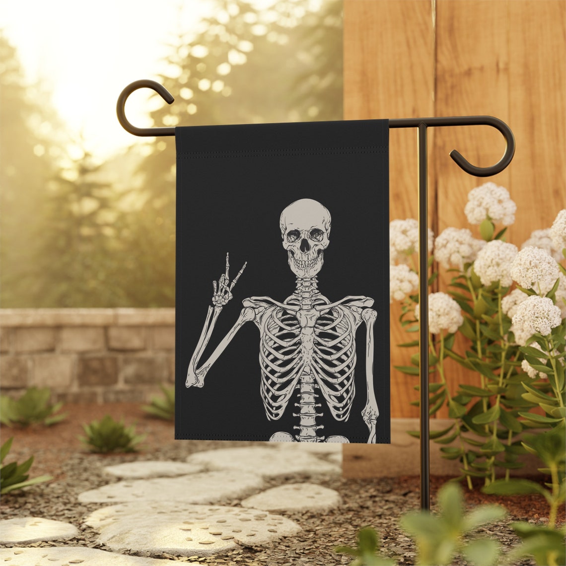 Skeleton Garden Flag, Fall Garden Flag, Halloween Garden Flag, Funny ...