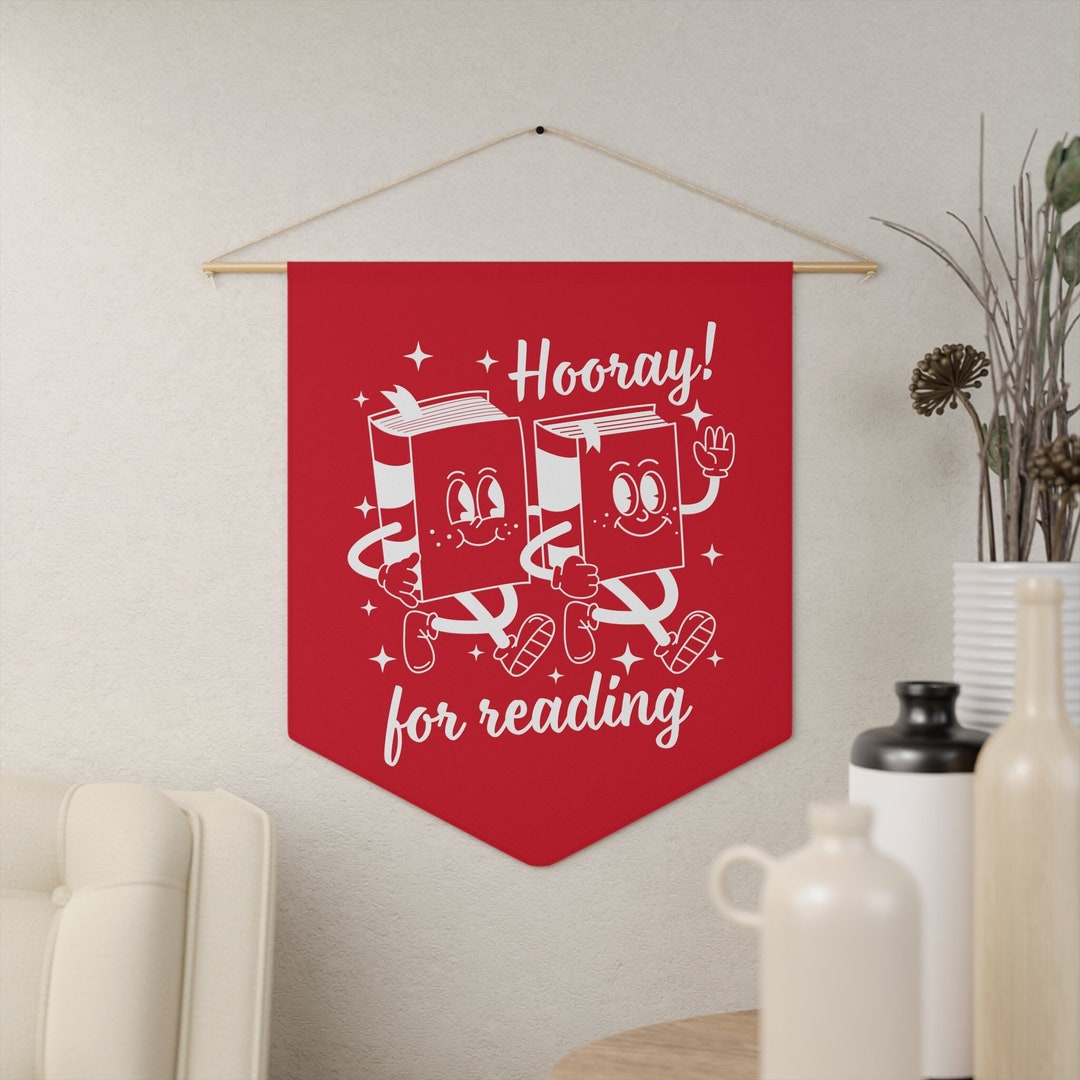 Hooray for Reading, Bookish Wall Decor, Read Wall Hanging, Retro Book ...