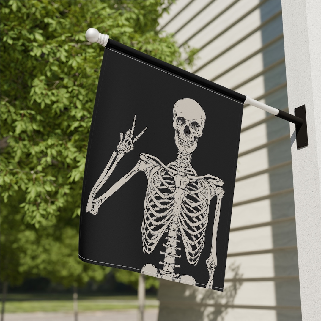 Skeleton Garden Flag, Fall Garden Flag, Halloween Garden Flag, Funny ...