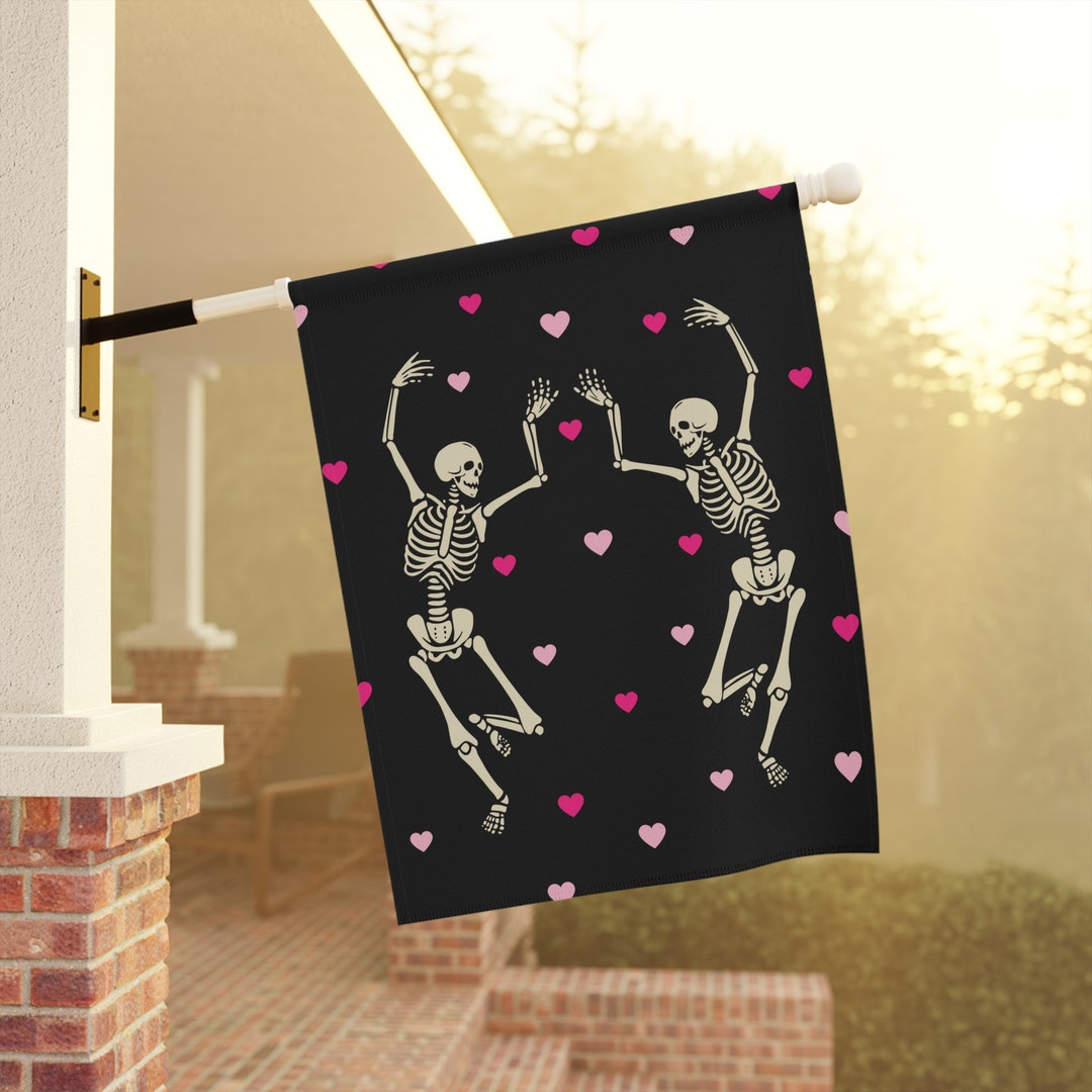Dancing Skeletons, Skeleton Garden Flag, Valentine's Day House Banner ...