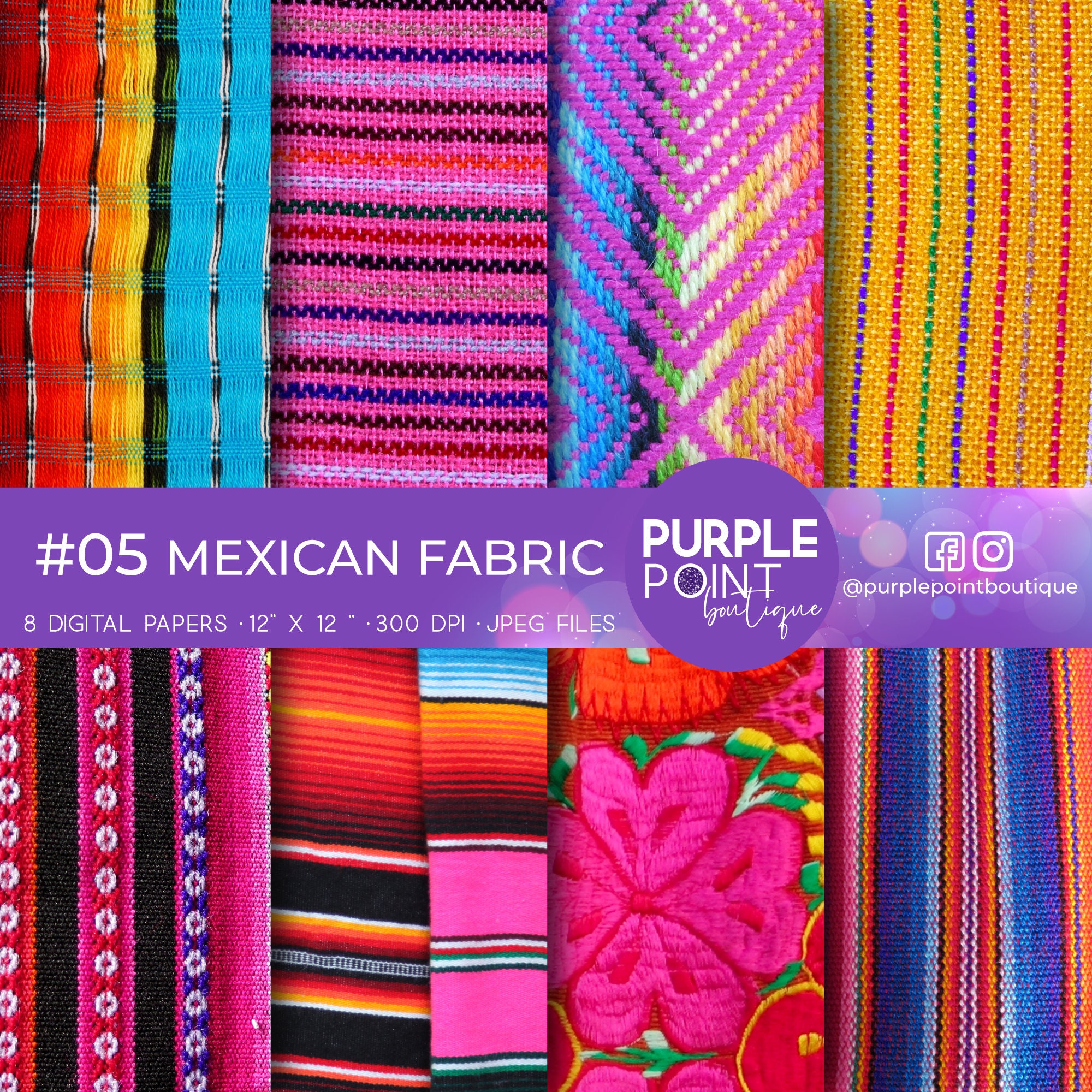 Mexican Fabric Digital Paper, Mexican Art Download, Mexican Digital ...