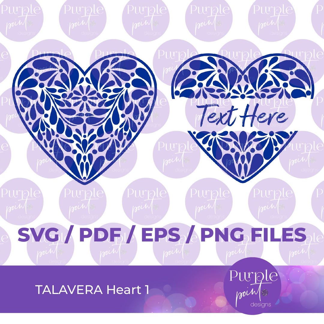 SVG Mexican Talavera Heart, Talavera SVG, Instant Download, Heart ...