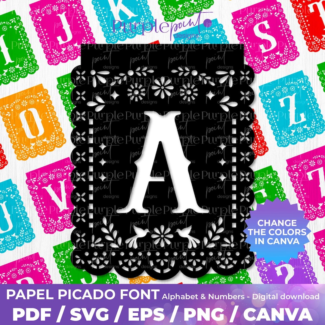 Alphabet Papel Picado SVG, Papel Picado Font Svg, Papel Picado Banner ...