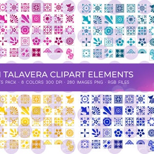 35 Mexican Talavera Tiles Clipart Elements, Digital Art, Digital ...