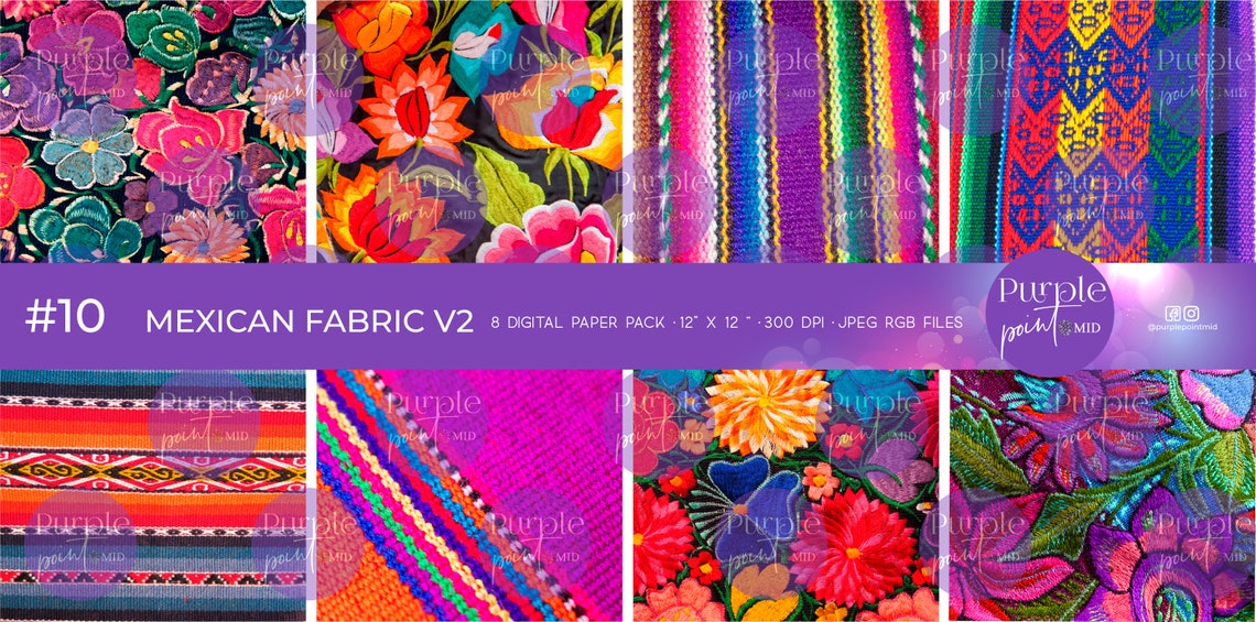 Mexican Digital Paper, Digital Paper Fabric Flowers, Mexican Art ...