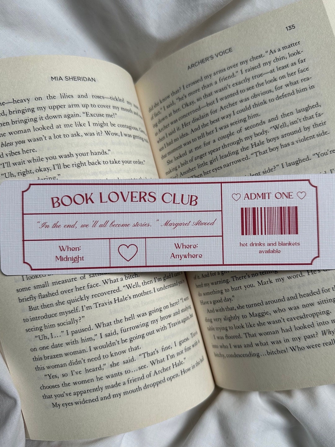 Book Lovers Club Ticket Bookmark Reader Bookish Gift Feminist Member ...