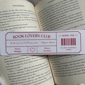 Book Lovers Club Ticket Bookmark Reader Bookish Gift Feminist Member ...