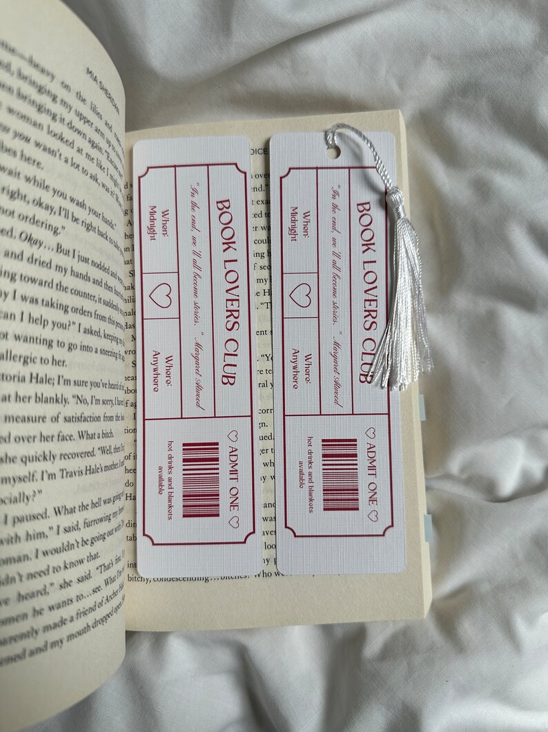 Book Lovers Club Ticket Bookmark Reader Bookish Gift Feminist Member ...