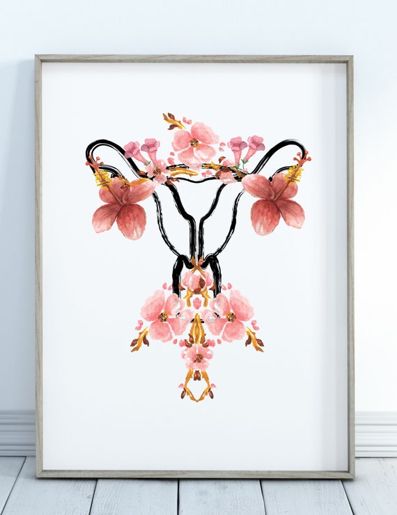 Uterus Anatomy Art Flower Womb Medical Art Printable | Etsy