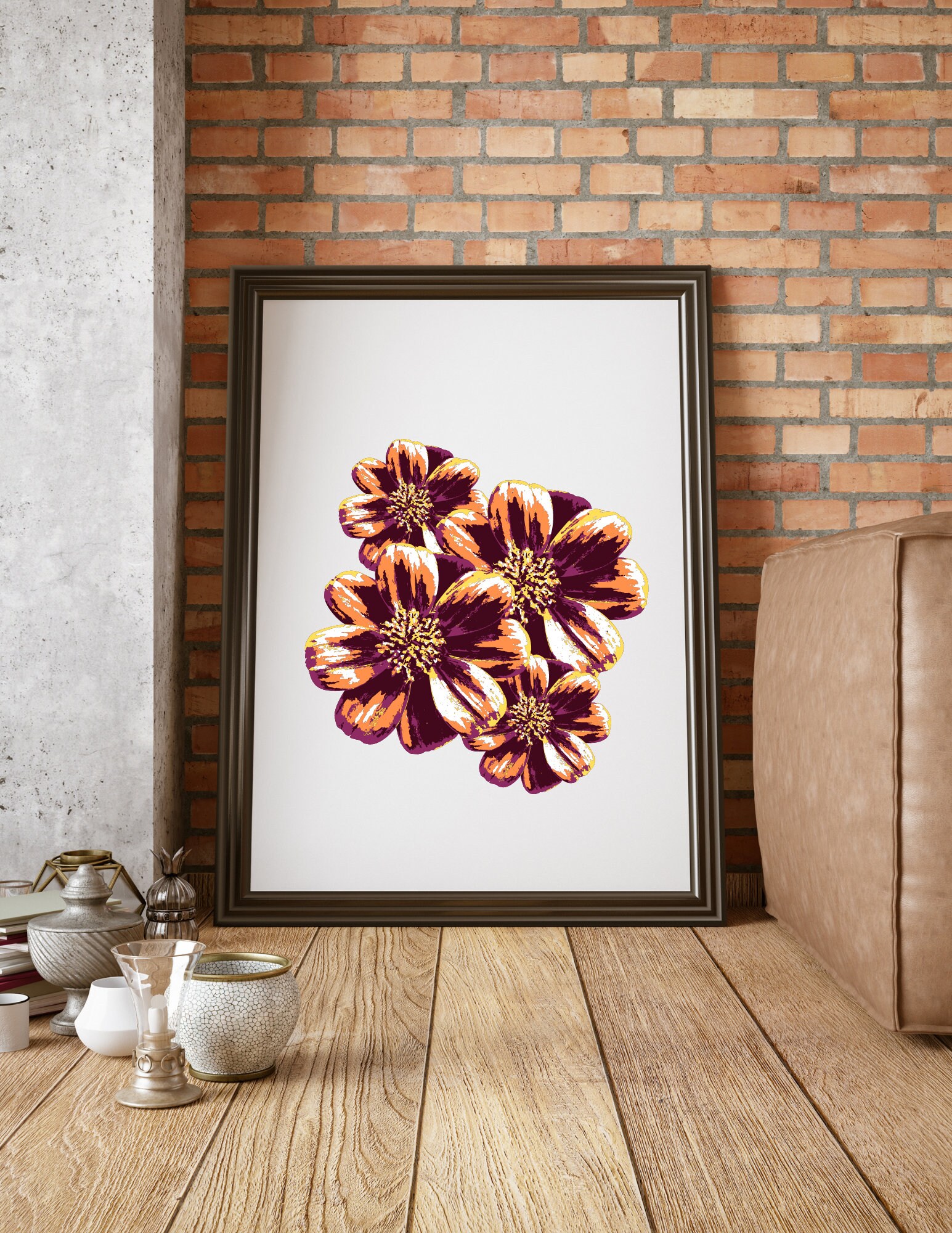 3D Illusion Flowers Bouquet Art, Printable, Digital Download, Wall Art ...