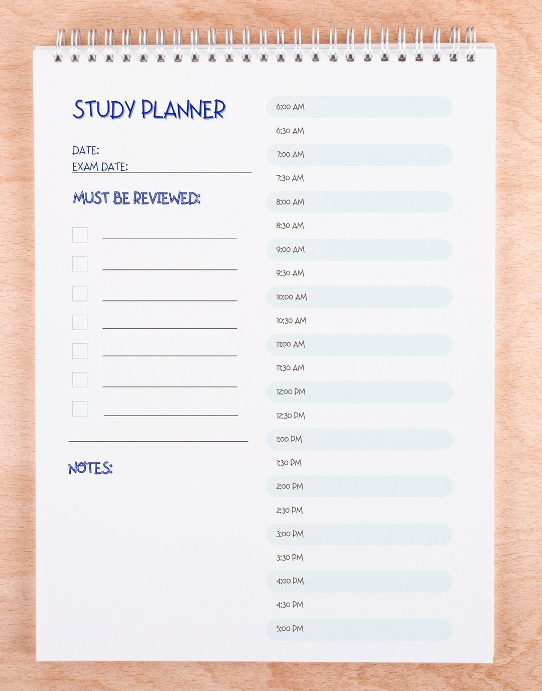 Daily Study Planner, Printable, Digital Download 8,5 X11" - Etsy