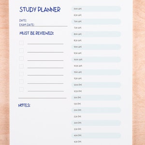 Daily Study Planner, Printable, Digital Download 8,5 X11" - Etsy
