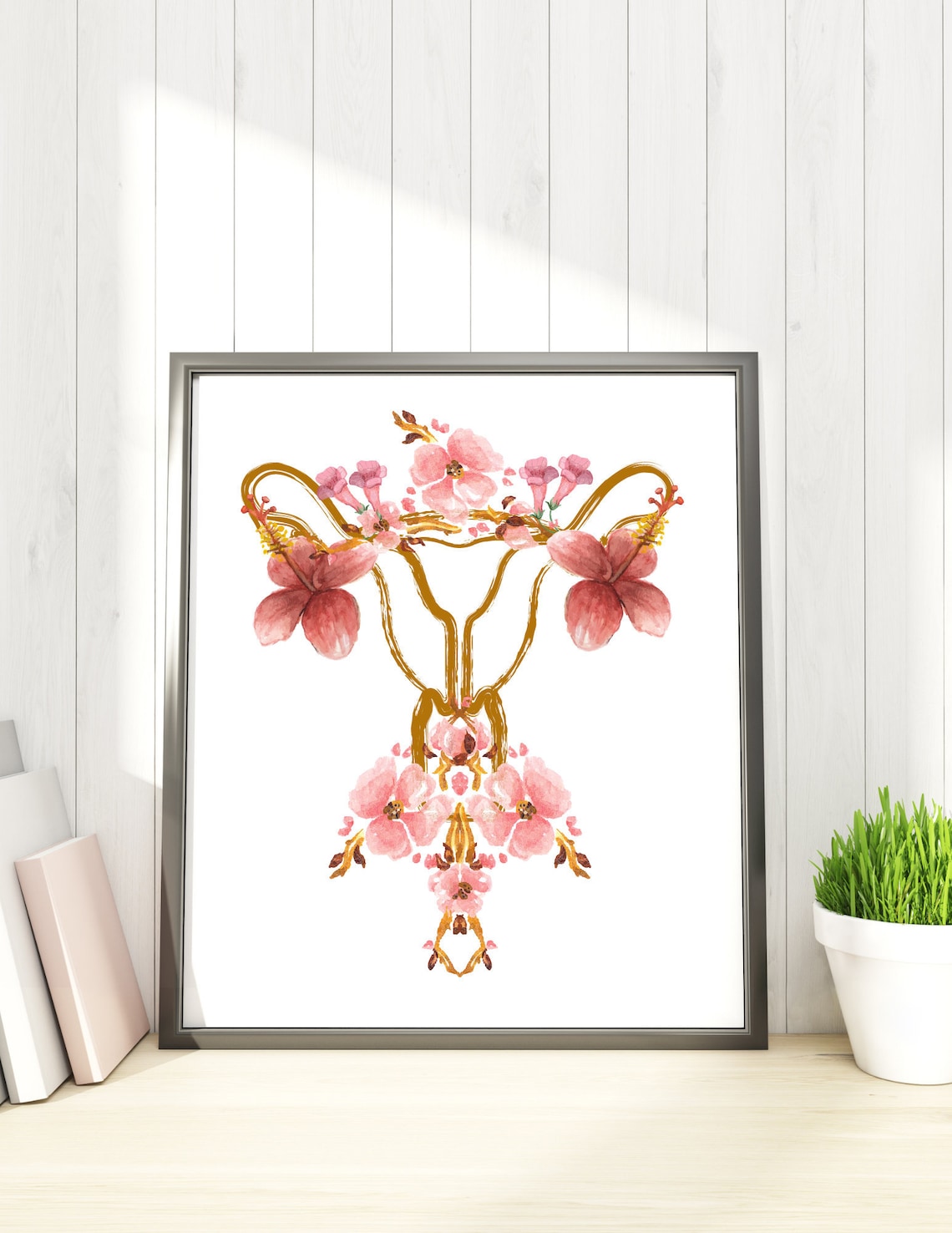 Flower Digital Art, Floral Uterus Women Anatomy Medicine Home Decor ...