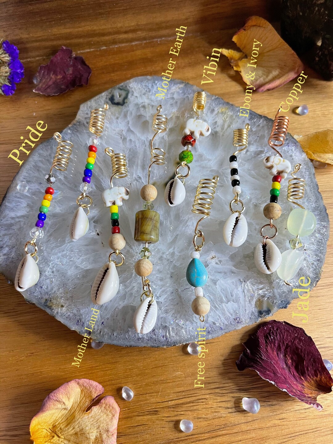 Hair Charms/ Hair Jewelry/ Loc Charms/ Braid Charms/ Spiral Hair Charms ...