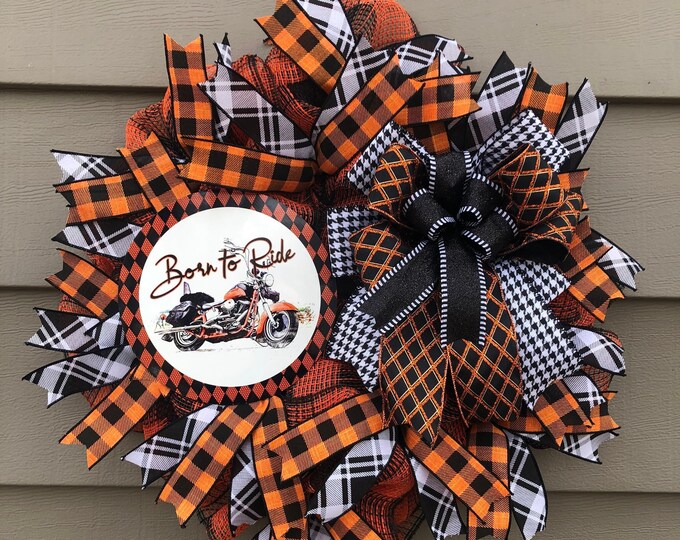 Harley Davidson Wreath, Harley Wreath, Harley Gift, Motorcycle Decor ...